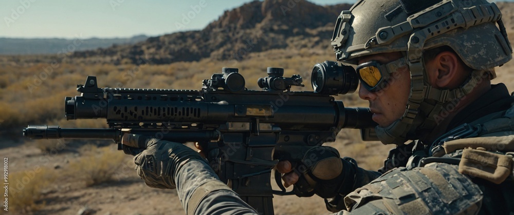 A cyborg soldier fighting in a warzone movie story seen trail cam ...