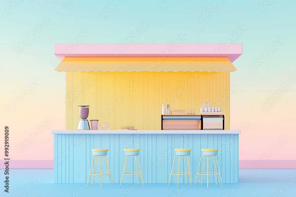 Coffee sampling and selling booth, Coffee shop design, Cute pastel ...