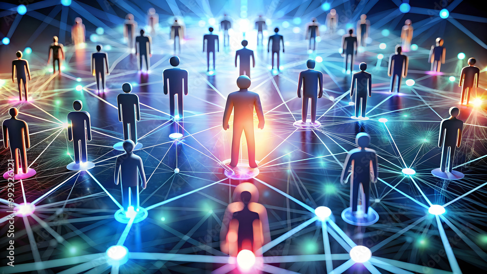 Connected and Empowered: A 3D illustration of a vibrant network of ...