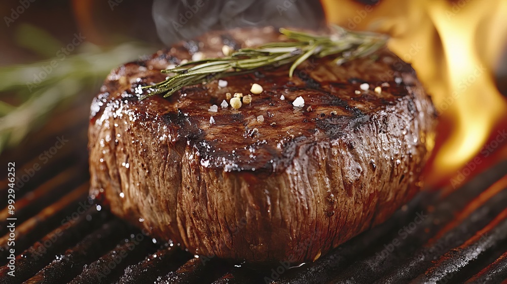 Savor a prime beef fillet, grilled to perfection over an open flame ...