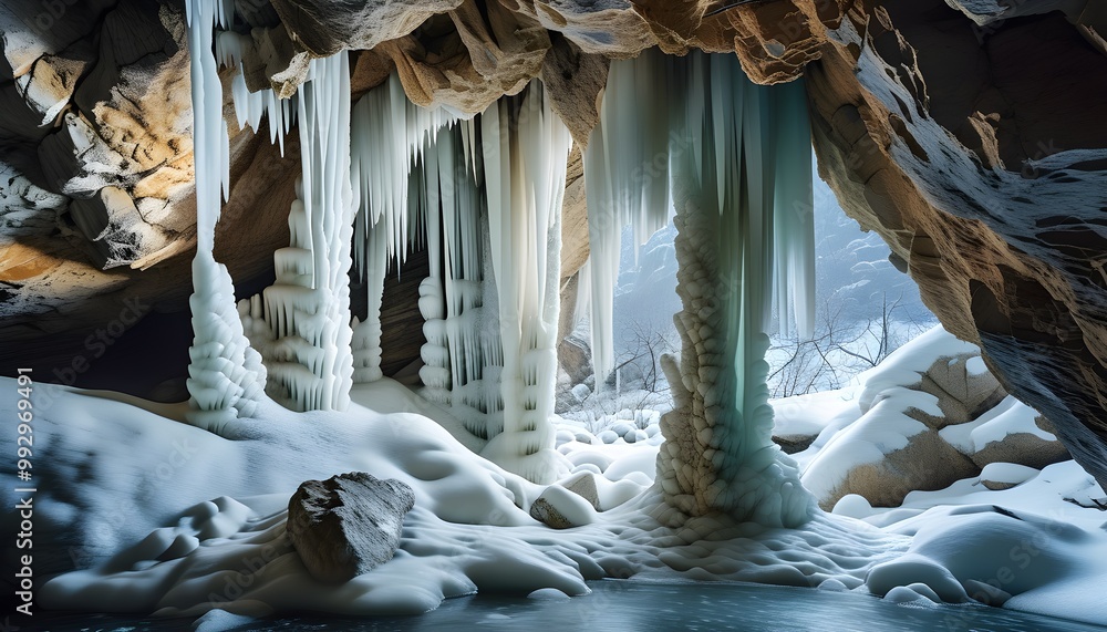 Stunning ice stalagmites illuminate the enchanting beauty of an ...