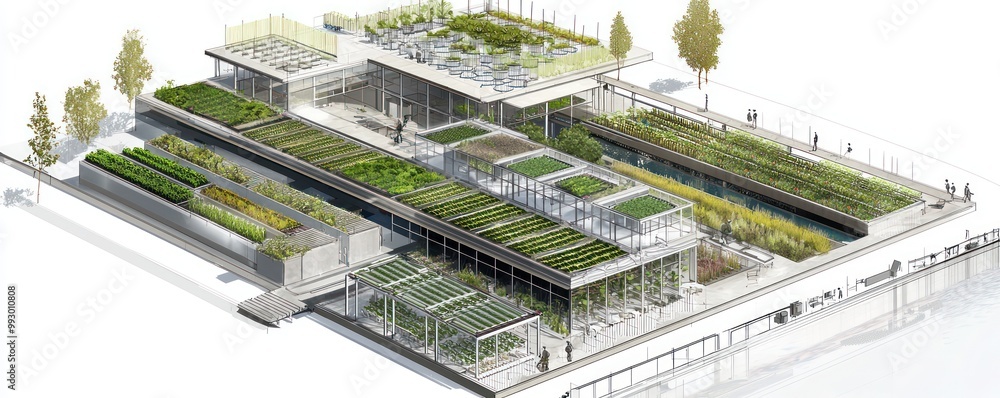 Technical drawing for a multi-level urban agriculture complex ...