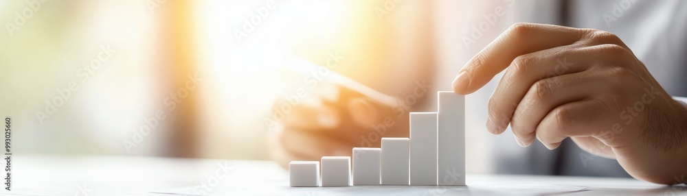 Continuous Improvement - A graph of progress rising steadily as hands ...