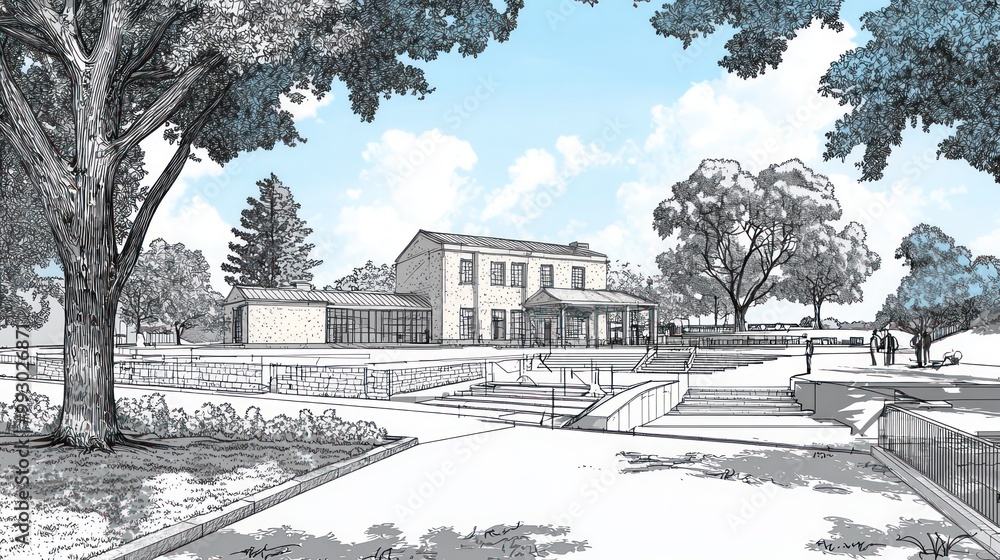 Technical drawing of a heritage site restoration project, emphasizing ...