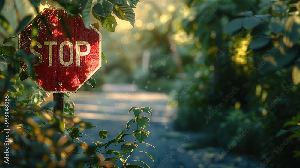 Stop Sign, a red octagonal traffic signal, prominently displayed at an ...