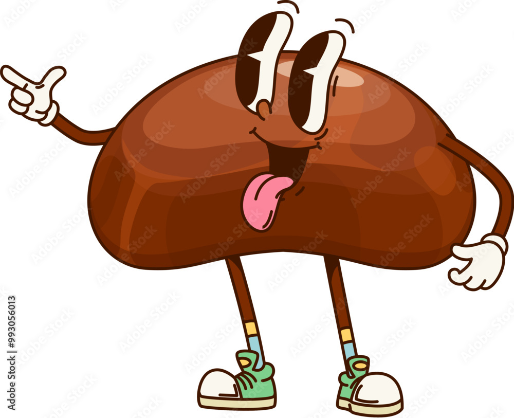 Groovy chocolate candy sweet character with a playful expression ...
