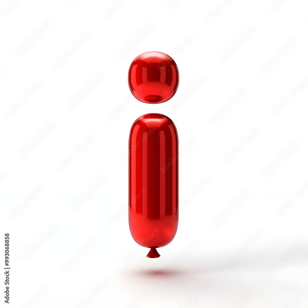 Red letter i in shape of a balloon, Clean image, high quality, white ...