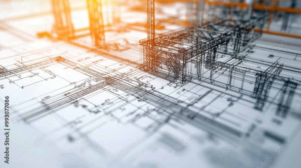 Close-up view of a CAD drawing of a steel structure, showing intricate ...