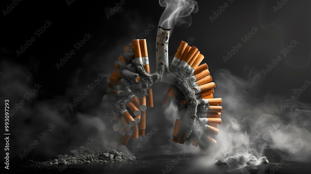 Smoking Kills: Lungs Shaped from Cigarettes, Smoke and Ash. No Smoking ...