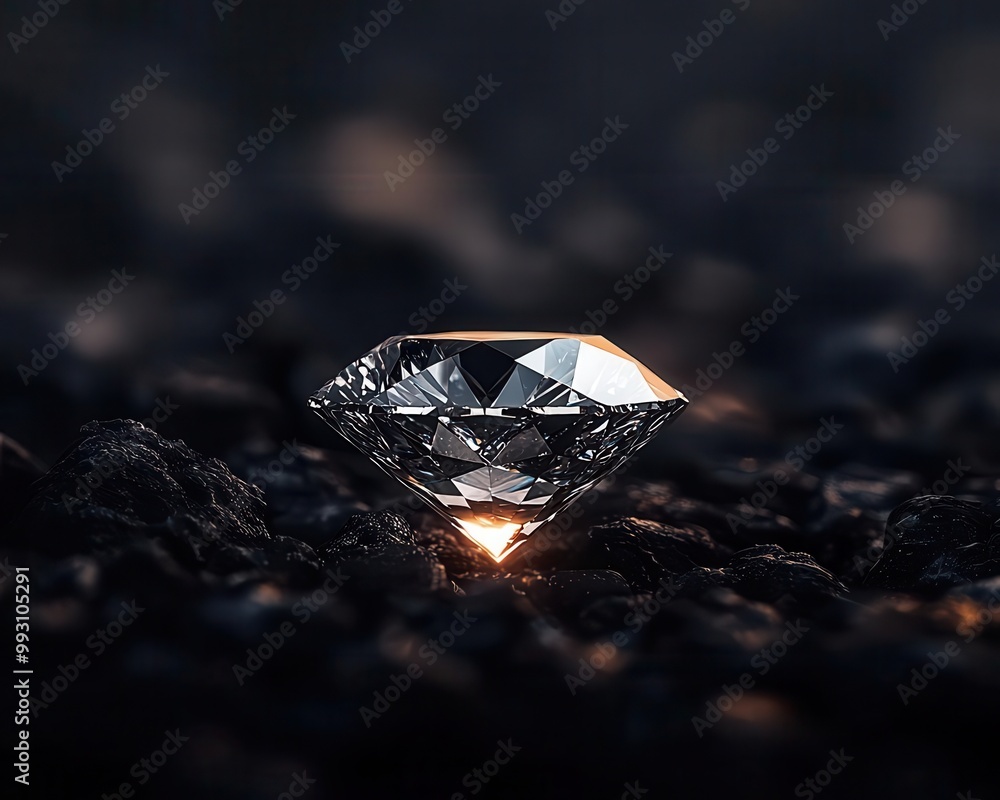 Glowing diamond in rough stone, refined value, competitive advantage ...