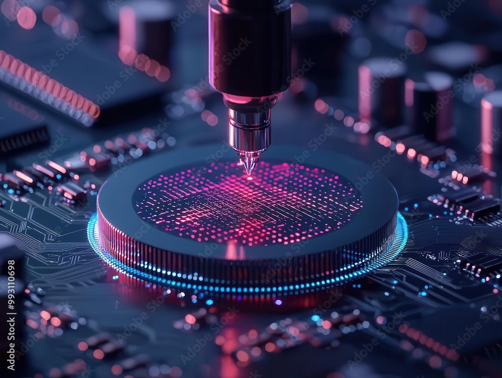 AI hologram analyzing wafer defects, intelligent inspection ...