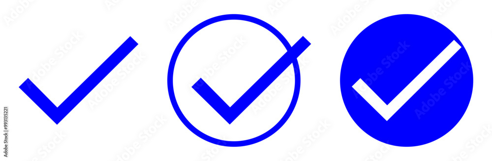 Vetor de Checkmark icon. Vector set of tick marks. A round tick mark ...