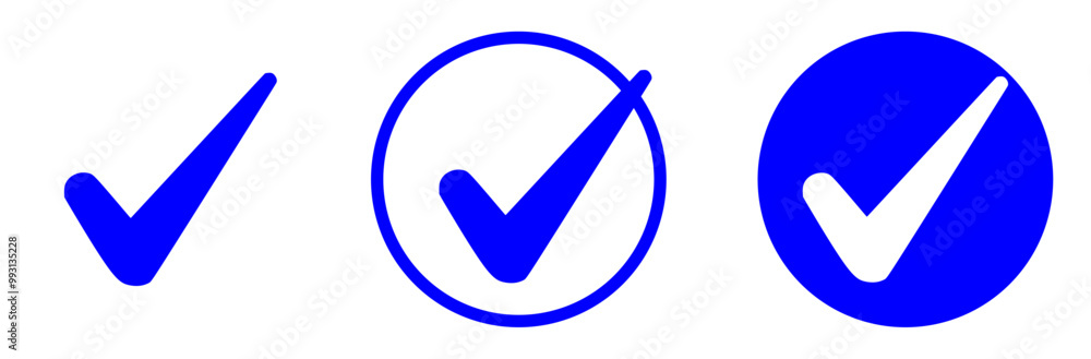 Checkmark icon. Vector set of tick marks. A round tick mark that is ...