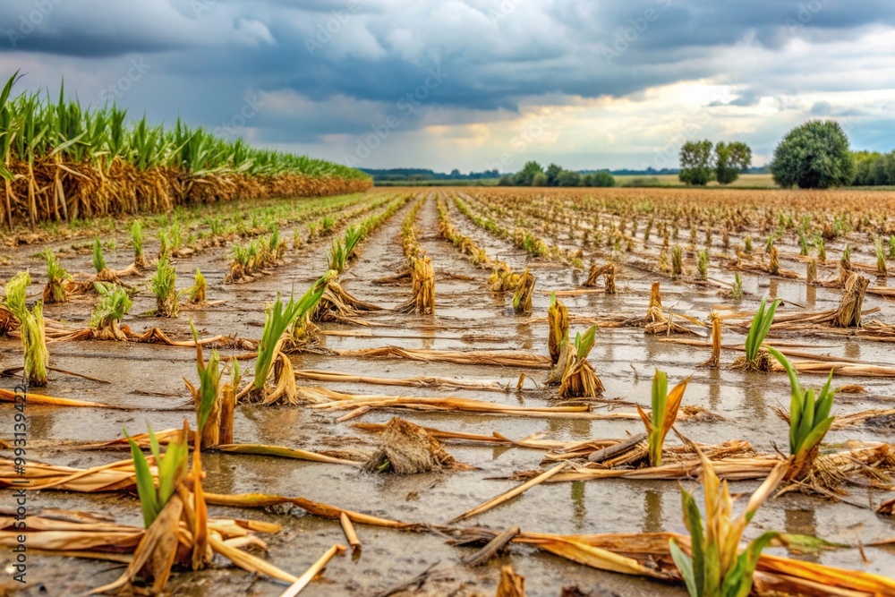 ruined agriculture., destruction,maize, damage, weather, ruined, ruined field, ruined, crop ...