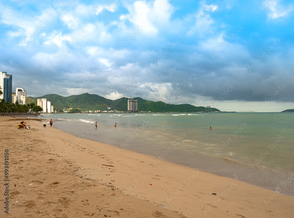 Nha Trang Beach in the Daytime. Landscape with the South China Sea ...