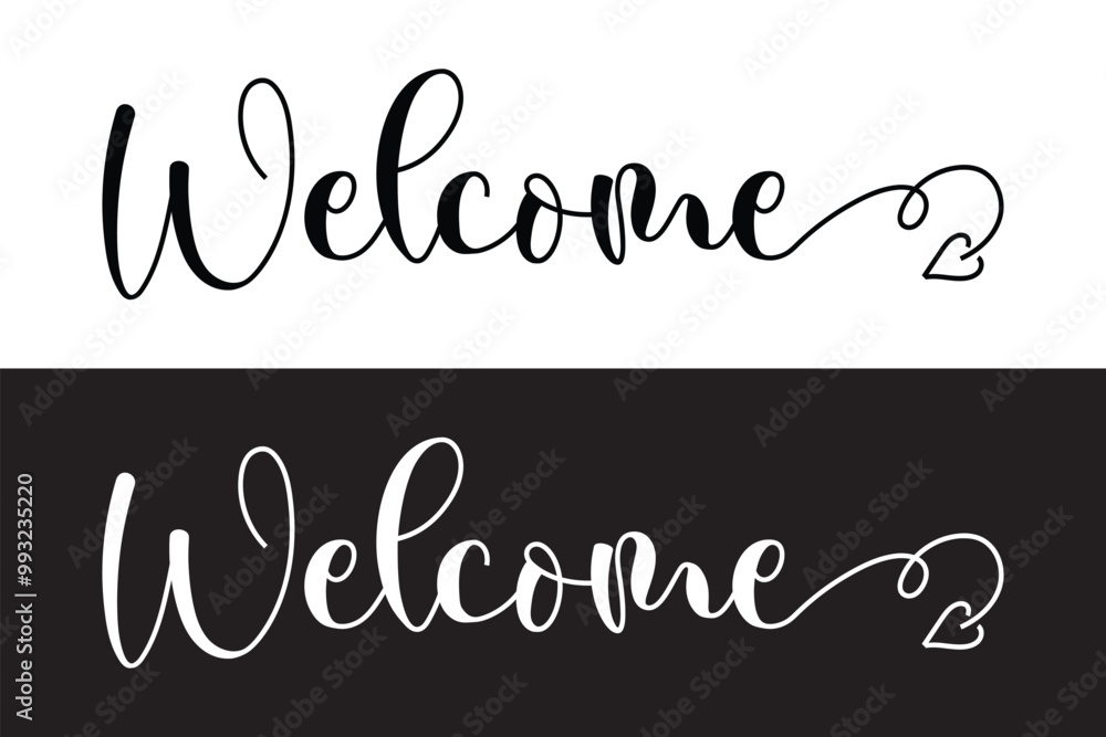 welcome lettering text. Modern calligraphy style illustration. Welcome ...
