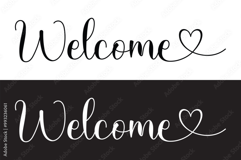 welcome lettering text. Modern calligraphy style illustration. Welcome ...