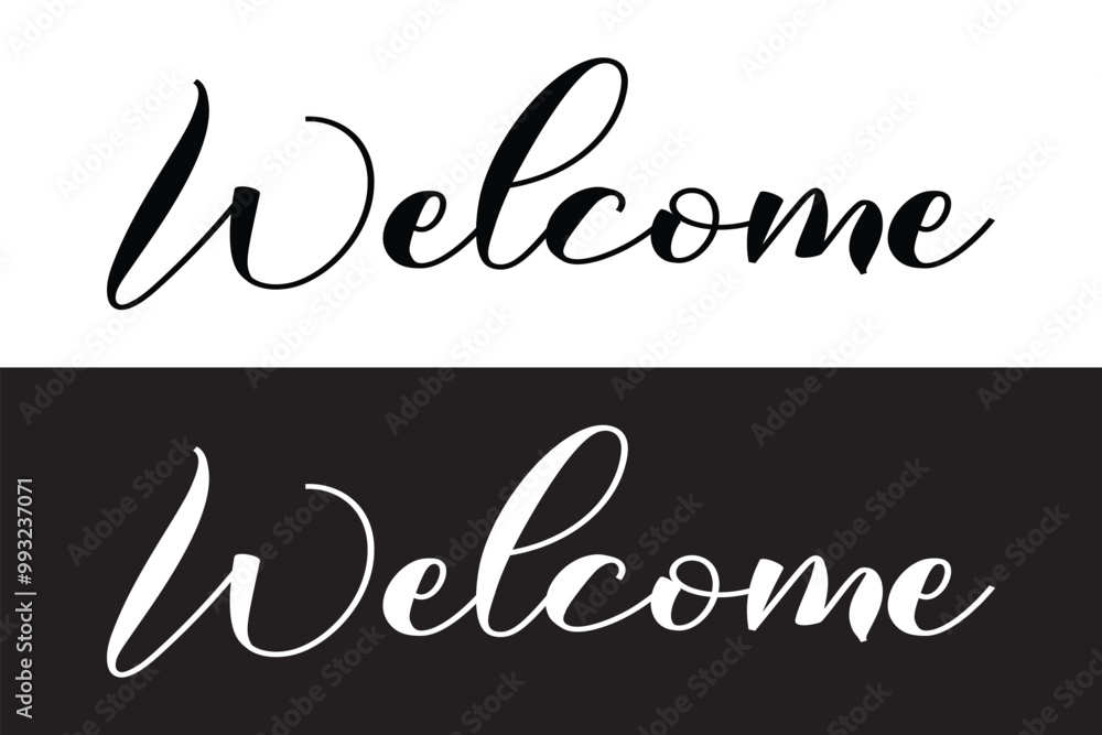 welcome lettering text. Modern calligraphy style illustration. Welcome ...
