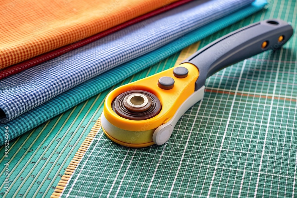 Rotary cutter with sharp blade cutting fabric and textile materials for ...