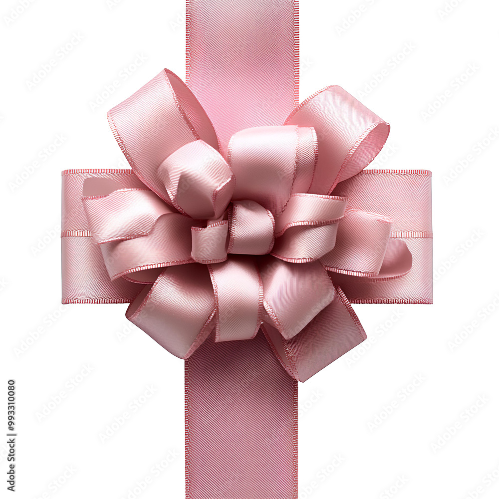 Pink bow for gift wrapping PNG, top view, flat lay design. Festive ...
