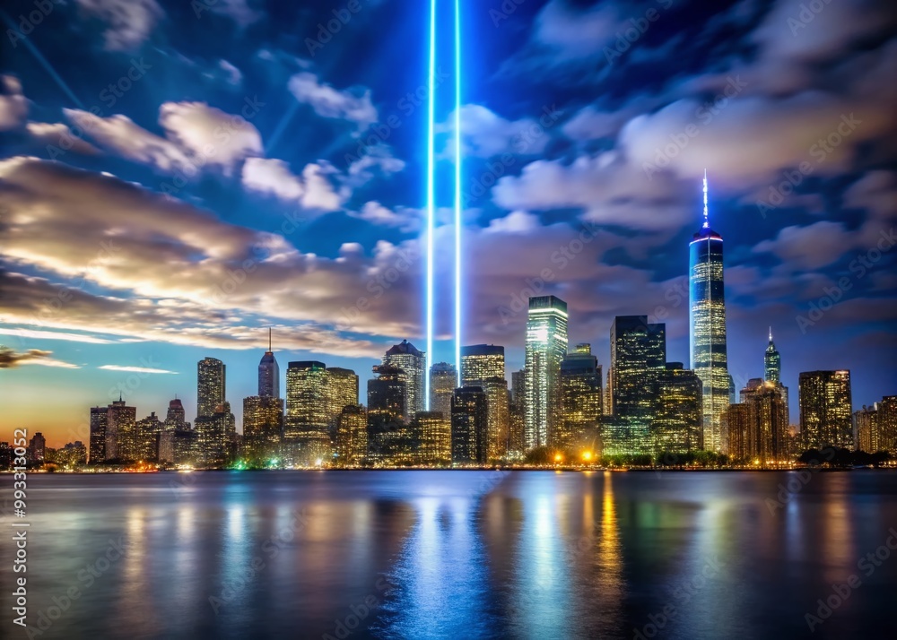 Illuminated Tribute to 9/11 Victims in New York City with Light Beams ...