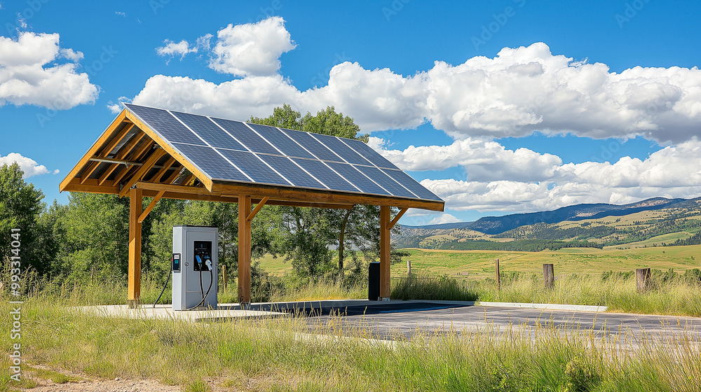 Solar-powered charging station providing energy to electric vehicles in ...