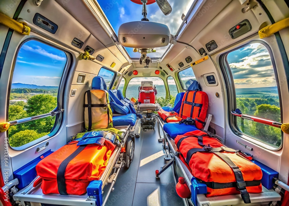 Inside View of a Life Flight Helicopter Showing Medical Equipment and ...