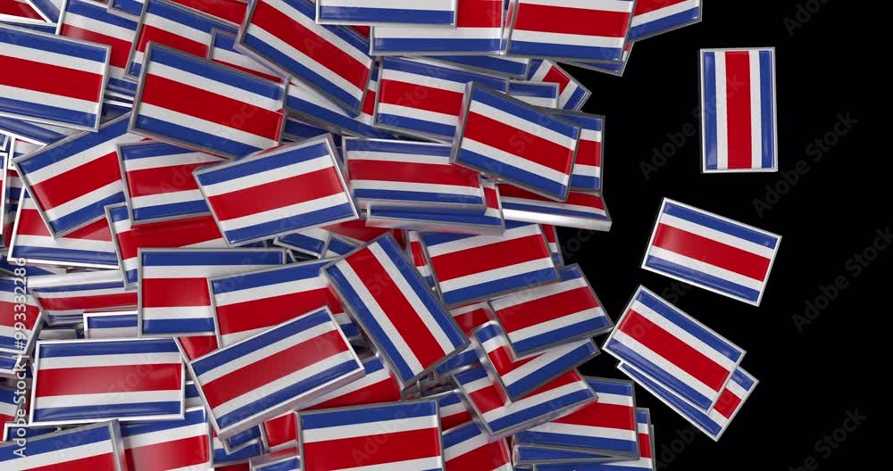 3d animated Costa Rica flag badge transitions on transparent alpha ...