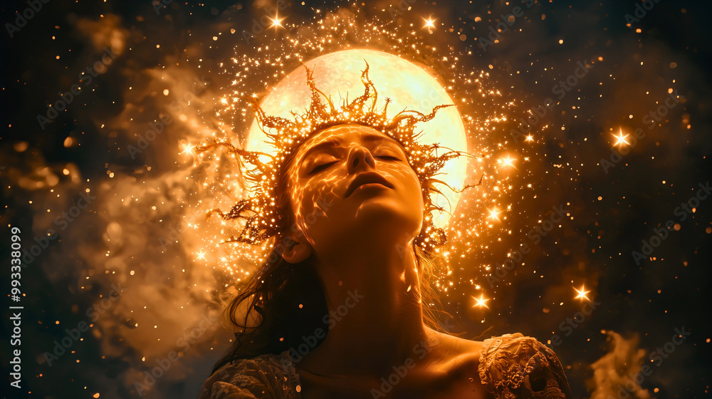 A woman clothed with the sun, with the moon under her feet, crowned ...