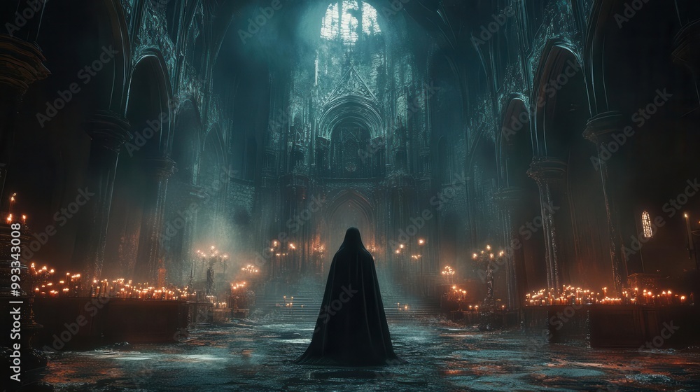 mysterious interior of a gothic vampire castle featuring ornate ...