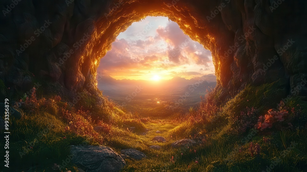 resurrection of jesus depicted at the empty tomb during a breathtaking ...