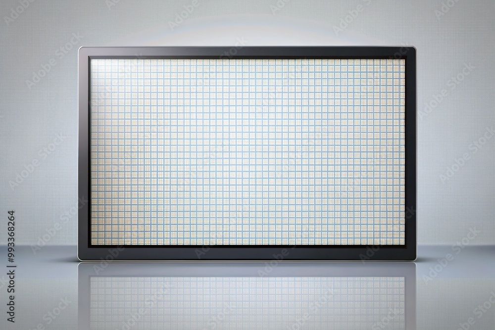 A blank modern digital screen display with an empty grid template and ...