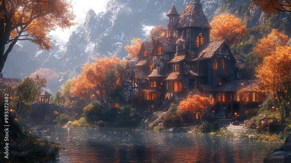 stunning artwork depicting a roleplaying game scene filled with ...