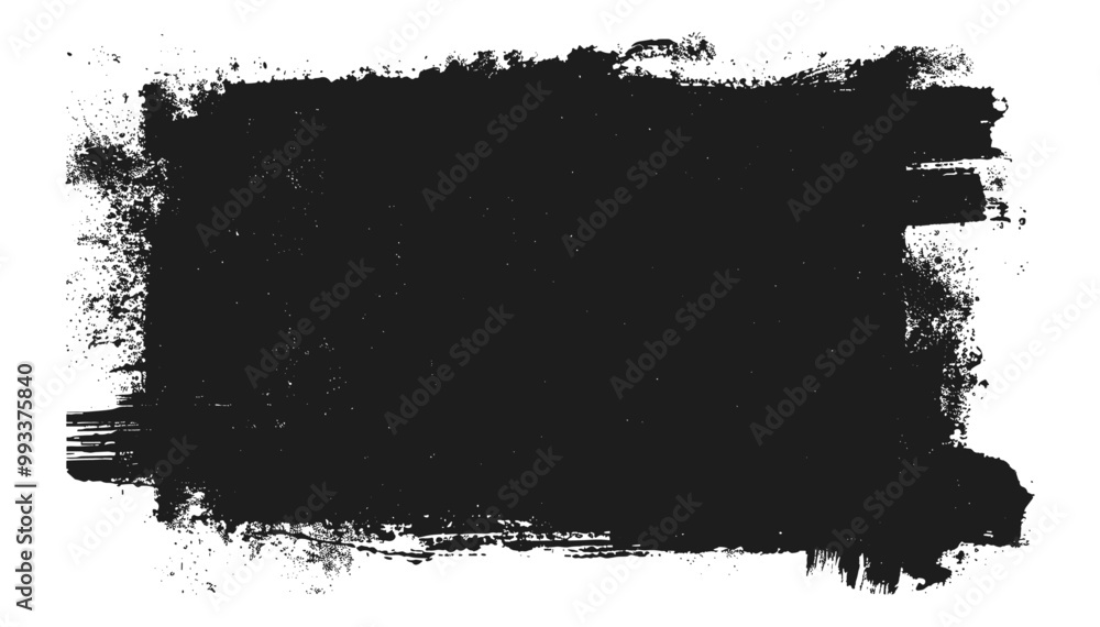 Black grunge texture rectangle background, isolated on transparent ...
