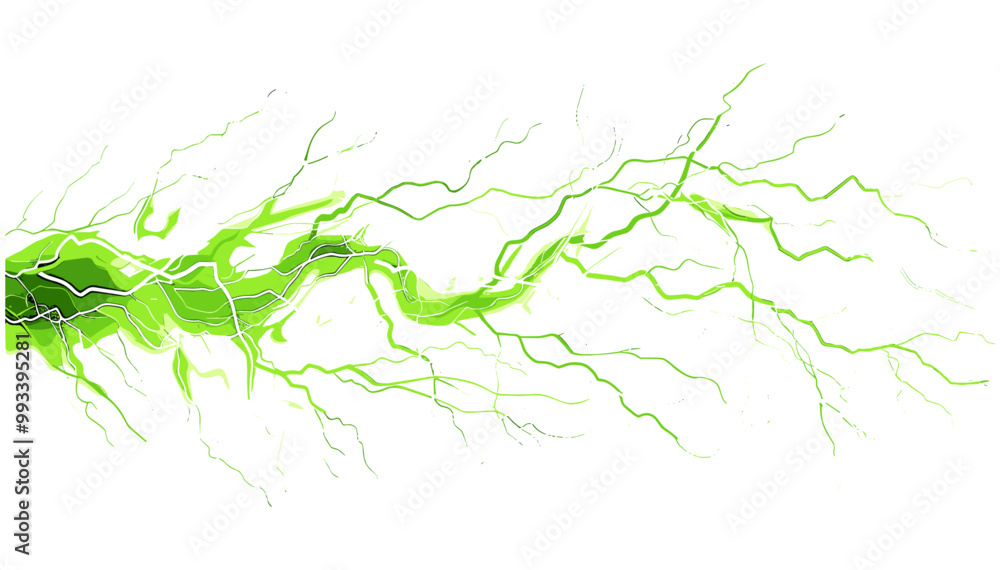 light green electric lightning vector illustration isolated on white or ...