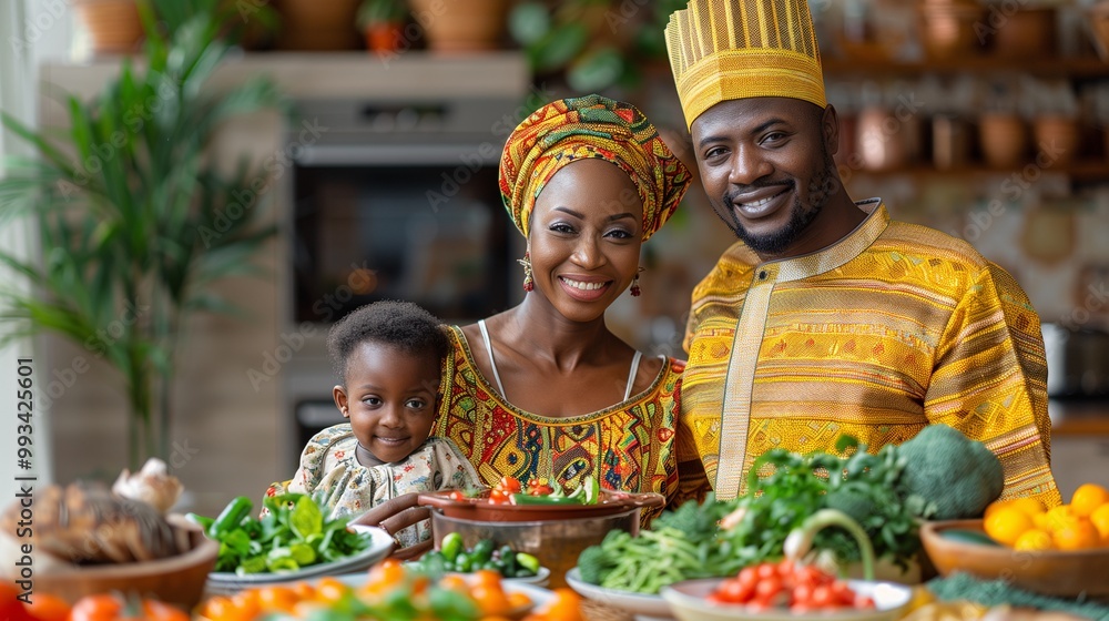 African Family Cooking Together in Traditional Attire Stock Photo ...