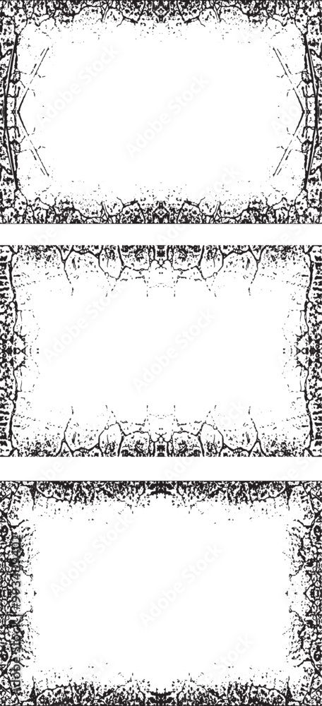 black and white frame bundle, three black and white frames with ornate ...