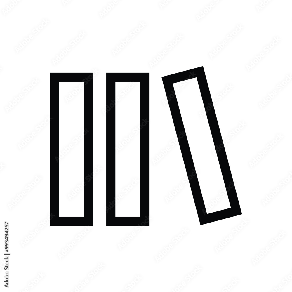 Vector illustration icon 3 books are lined up, one of the books is ...