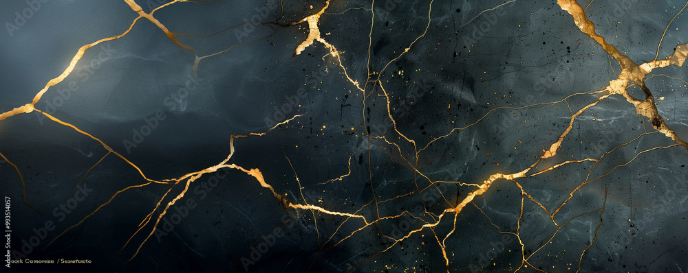Marble texture. Black marble surface with gold kintsugi pattern ...