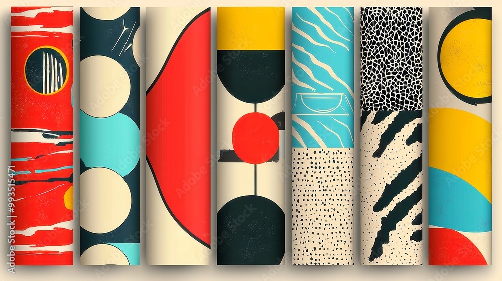 Fifties Atomic Retro Patterns, a vibrant collection of seamless vector ...