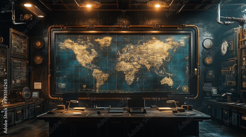 World Map Control Room. Stock Photo | Adobe Stock