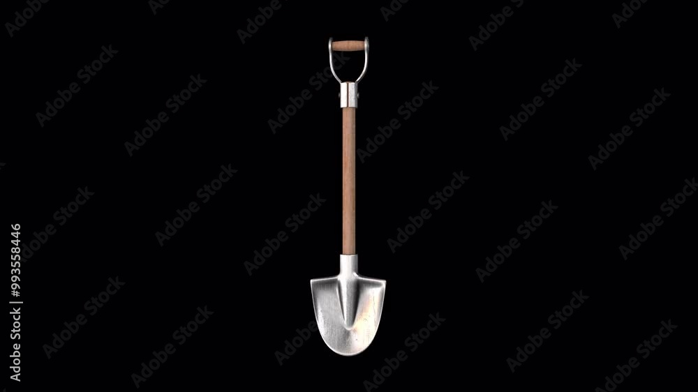 3D Shovel Icon Rotating on a Transparent Background. Seamless Loop ...