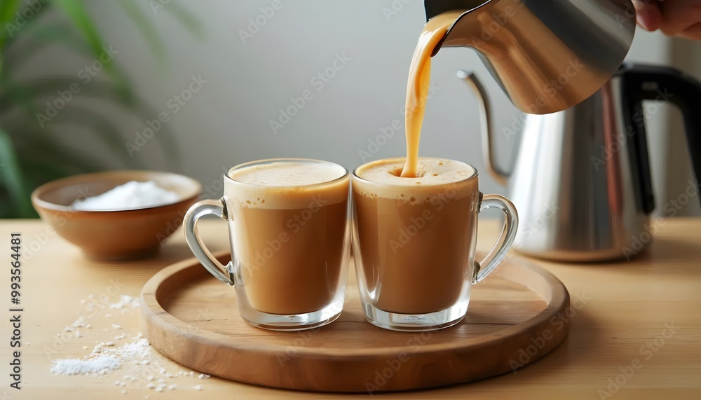 Teh Tarik Pulled Tea with Frothy Milk (Malaysian Cuisine) Stock Photo ...