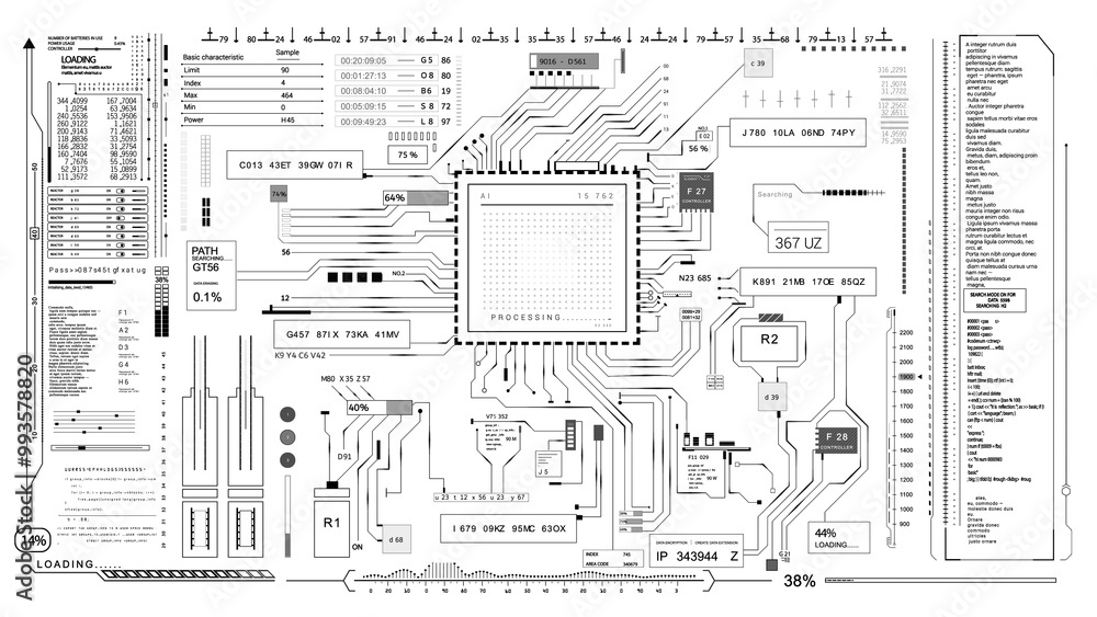 Motherboard user interface infographic elements HUD technological ...