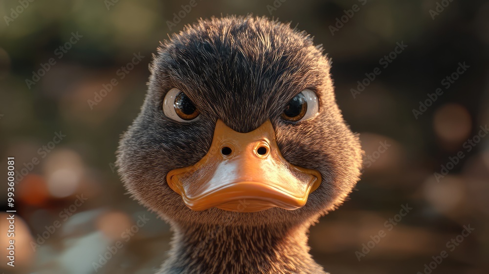 Duck in deep frustration with narrowed eyes, furrowed brows, and ...