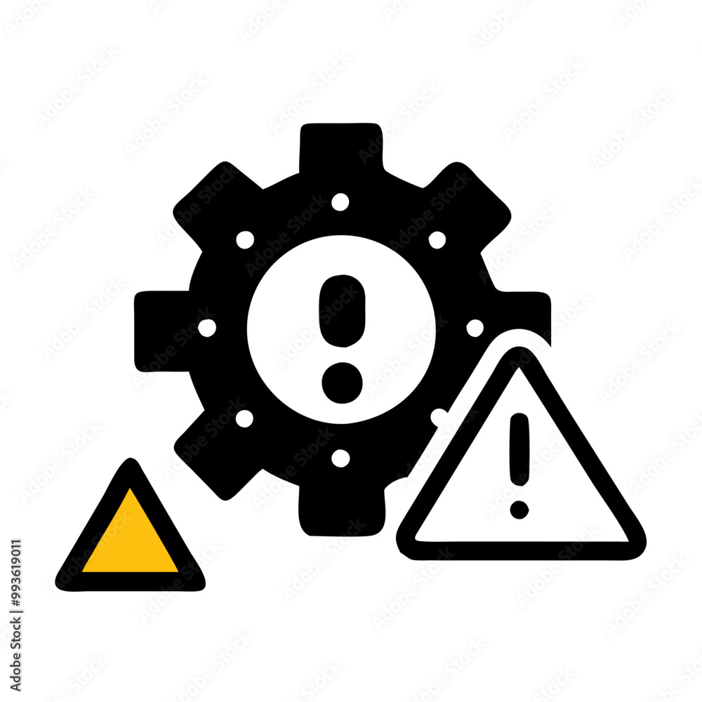 thin line failure icon with broken operational process. concept of ...