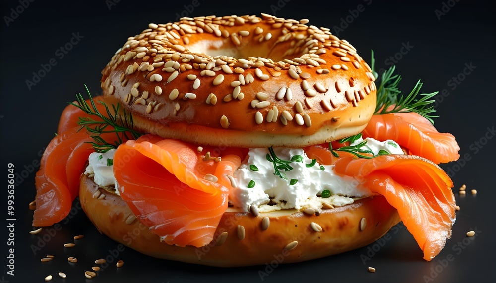 3D decorative bagel and lox design created with generative AI ...