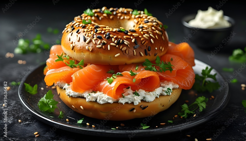 3D decorative bagel and lox design created with generative AI ...