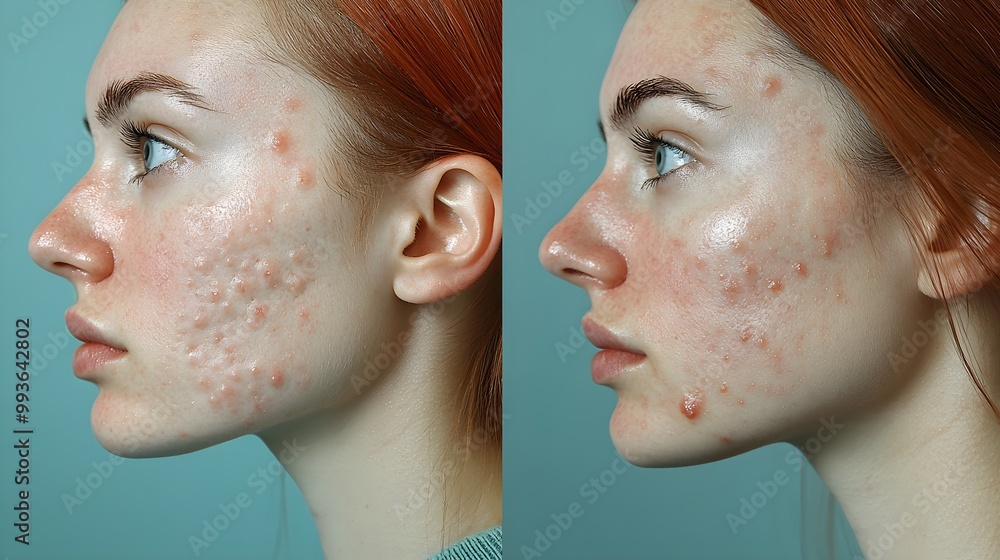 Transformation of a patient's skin before and after acne treatment ...