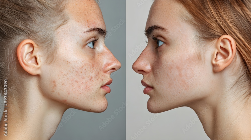 Acne treatment result comparison side-by-side progression from severe ...